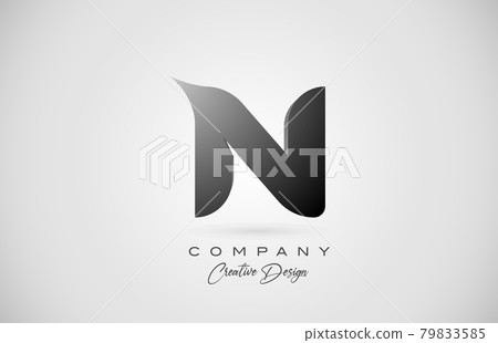 alphabet letter N icon logo in black gradient.... - Stock Illustration ...