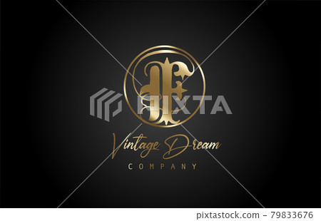F gold golden alphabet letter icon logo.... - Stock Illustration ...