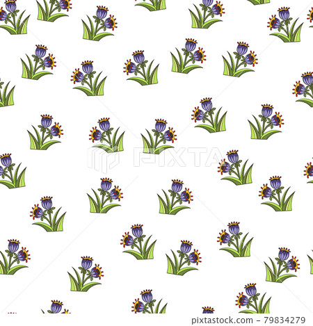 Seamless pattern with blue bell decorative... - Stock Illustration ...