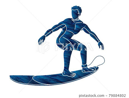 Man Surfer Surfing Sport Action Cartoon Graphic... - Stock Illustration ...