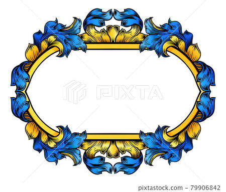 Crest Banner Border Scroll Heraldic Woodcut Frame-插圖素材 [79906842] - PIXTA圖庫