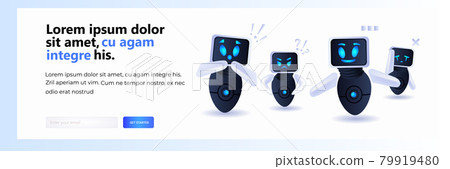 frustrated robots cyborg with exclamation marks... - Stock Illustration ...