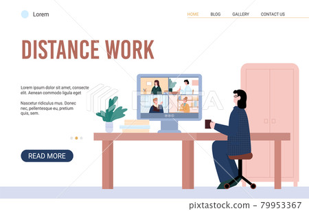 Web site of distance work with business person,... - Stock Illustration ...