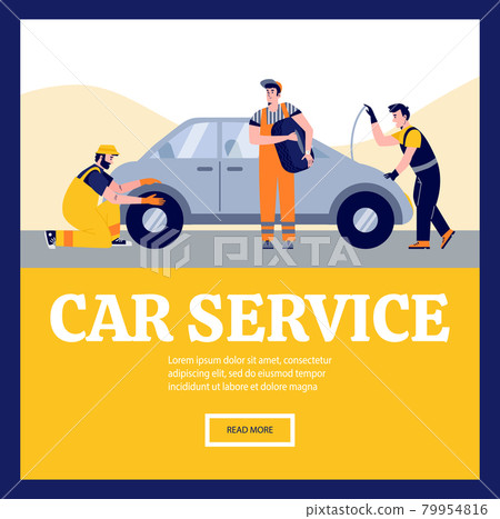 Car service workers in flat style vector... - Stock Illustration ...