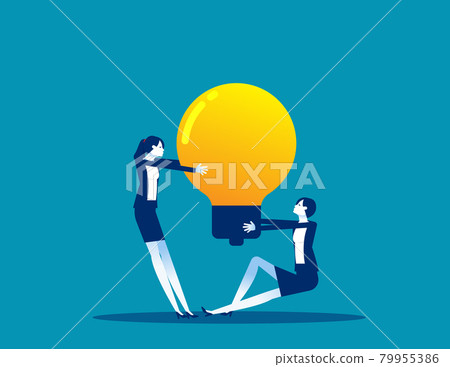 People fighting for the light bulb. Business... - Stock Illustration ...