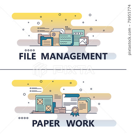 Vector line art file management paperwork template - Stock Illustration ...