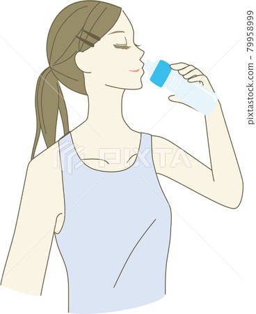 Illustration of a woman hydrating - Stock Illustration [79958999] - PIXTA