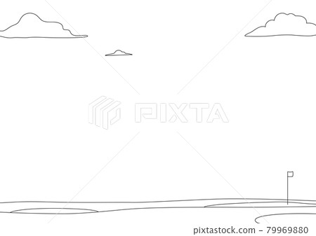 Line drawing illustration of a golf course with... - Stock Illustration ...