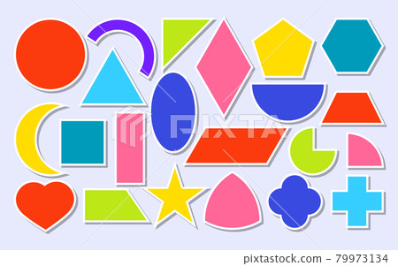 Flat paper sticker geometric shape icon set vector - Stock Illustration ...