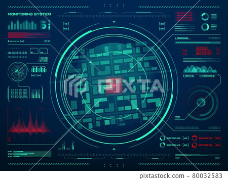 HUD security monitoring, motion tracking system - Stock Illustration ...