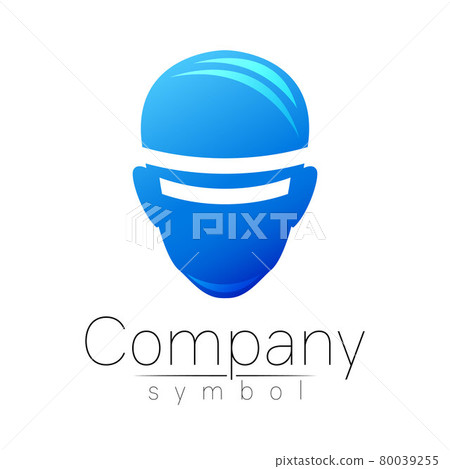 Vector symbol of human head. Person face. Blue... - Stock Illustration ...