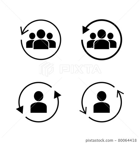 Rotating arrow and person icon set - Stock Illustration [80064418] - PIXTA