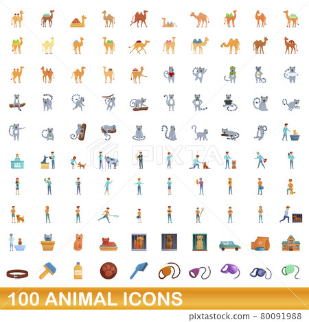 100 animal icons set, cartoon style - Stock Illustration [80091988] - PIXTA
