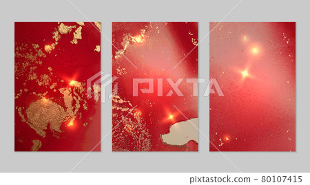 Marble set of gold and ruby red backgrounds... - Stock Illustration ...