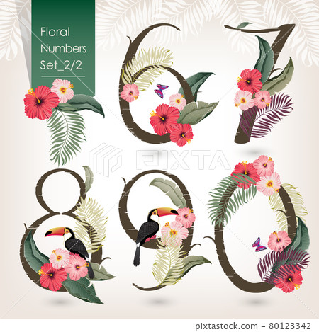Vector illustration of floral numbers... - Stock Illustration [80123342 ...