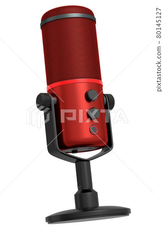 3D rendering of red studio condenser microphone... - Stock Illustration ...