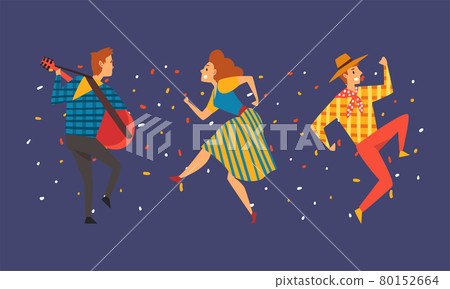 People Character Playing Musical Instrument and... - Stock Illustration ...