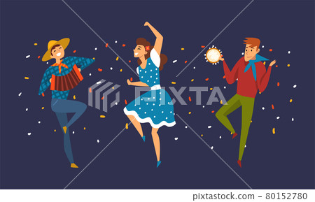 People Character Playing Musical Instrument and... - Stock Illustration ...