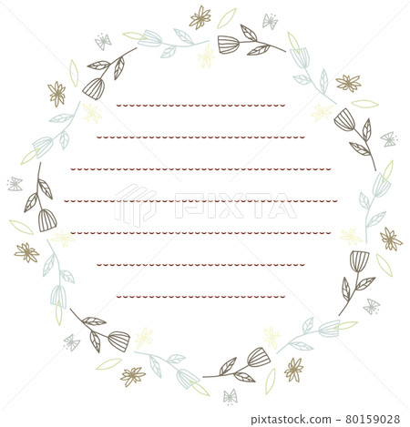 Brown and blue flower letter frame - Stock Illustration [80159028] - PIXTA