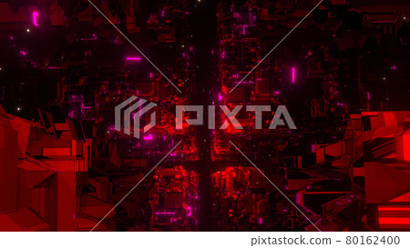 Cyberspace Tunnel Machine Space Sci-fi Red... - Stock Illustration ...