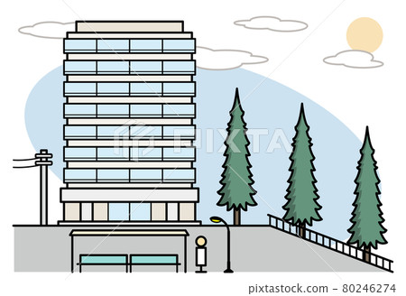 Scenery where an office building is built 3 - Stock Illustration ...