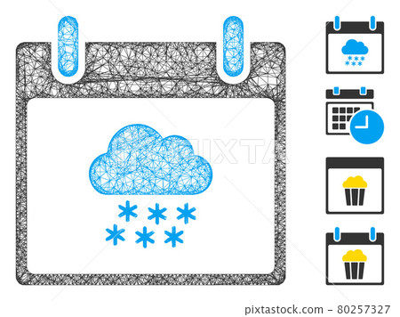 Snow Cloud Calendar Day Web Vector Mesh... - Stock Illustration ...