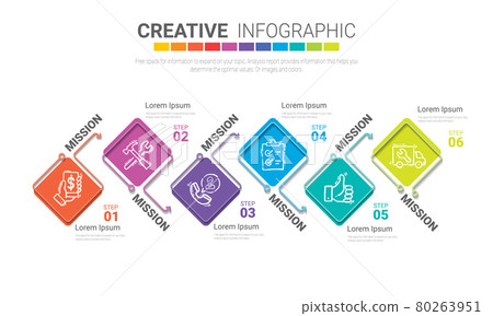 Timeline infographic template with 6 options,... - Stock Illustration ...