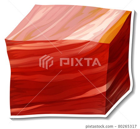 A diced raw meat sticker on wgite background - Stock Illustration ...
