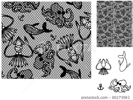 Sea lace octopus fish pattern - Stock Illustration [80273061] - PIXTA