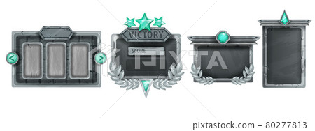 Stone game UI frame set, RPG rock interface... - Stock Illustration ...