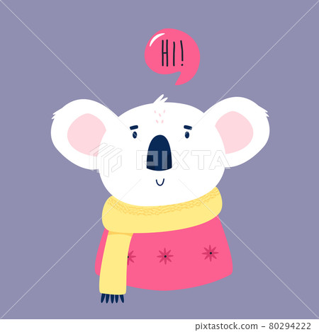 Funny illustration of smiling koala saying HI - Stock Illustration ...