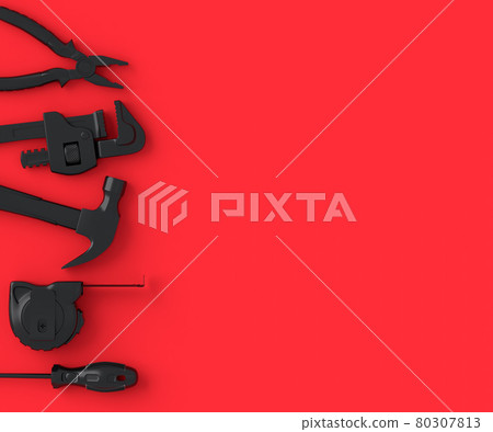 Top view of monochrome construction tools for... - Stock Illustration ...