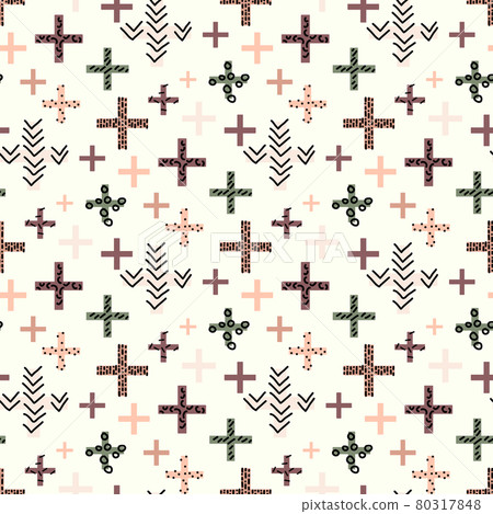 Pattern geometric plus shape, doodle texture... - Stock Illustration ...