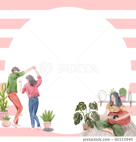 Stay Home frame watercolor - Stock Illustration [80333940] - PIXTA