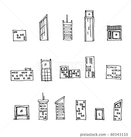 Set of Various type of Building. Drawing for... - Stock Illustration ...