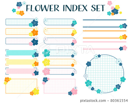 Simple heading set_5 flowers_with grid - Stock Illustration [80361554 ...