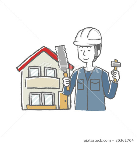 Carpenter man building a house - Stock Illustration [80361704] - PIXTA