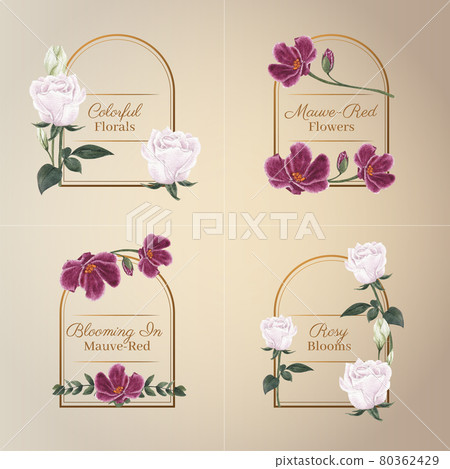 Logo design with muave red floral... - Stock Illustration [80362429 ...