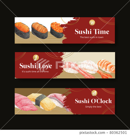 Banner template with premium sushi... - Stock Illustration [80362501 ...