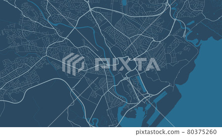 Detailed map of Cardiff city, linear print map.... - Stock Illustration ...