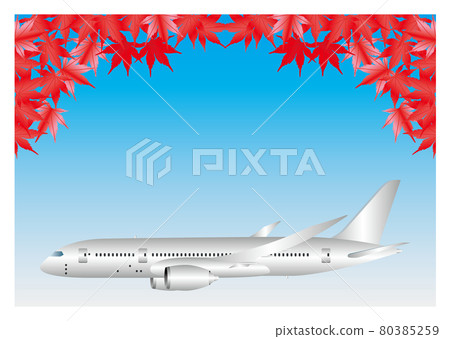 Airplane and autumn leaves - Stock Illustration [80385259] - PIXTA