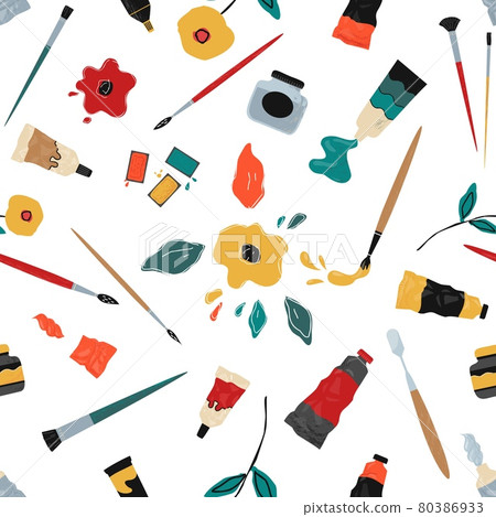 Painting tools pattern. Art craft seamless... - Stock Illustration ...