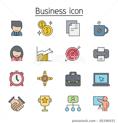 Business Administration icon set filled outline... - Stock Illustration ...