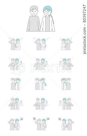 Family Emotion Set-Half Body-Couple... - Stock Illustration [80397247 ...