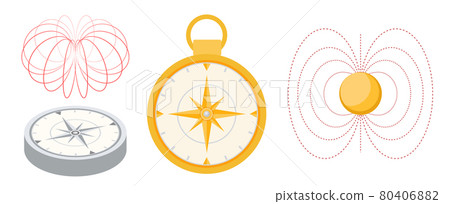 Compass and Magnet Field Earth, Electric... - Stock Illustration ...