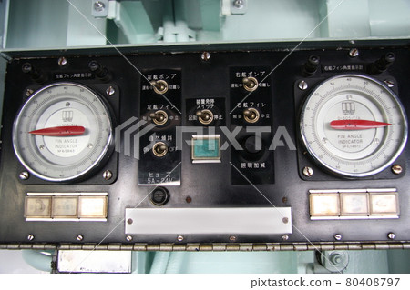 Fin stabilizer control panel of the escort ship... - Stock Photo ...