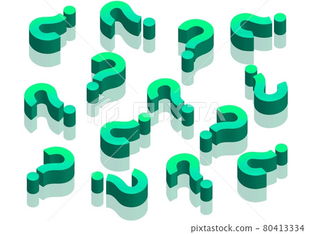 Turquoise three-dimensional question mark... - Stock Illustration ...