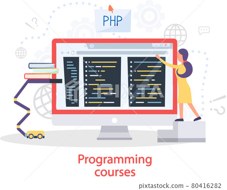 Programming courses online education, coding... - Stock Illustration ...