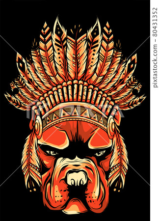 head dog with traditional Indian hat, vector... - Stock Illustration ...