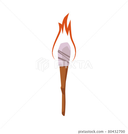 Primitive torch with fire for survival and... - Stock Illustration ...